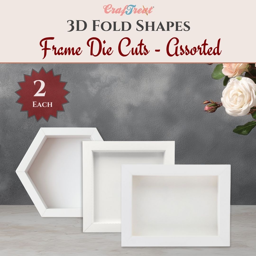 CrafTreat 3D Fold Shapes - Paper Frames White - Assorted Shapes 6pcs ...
