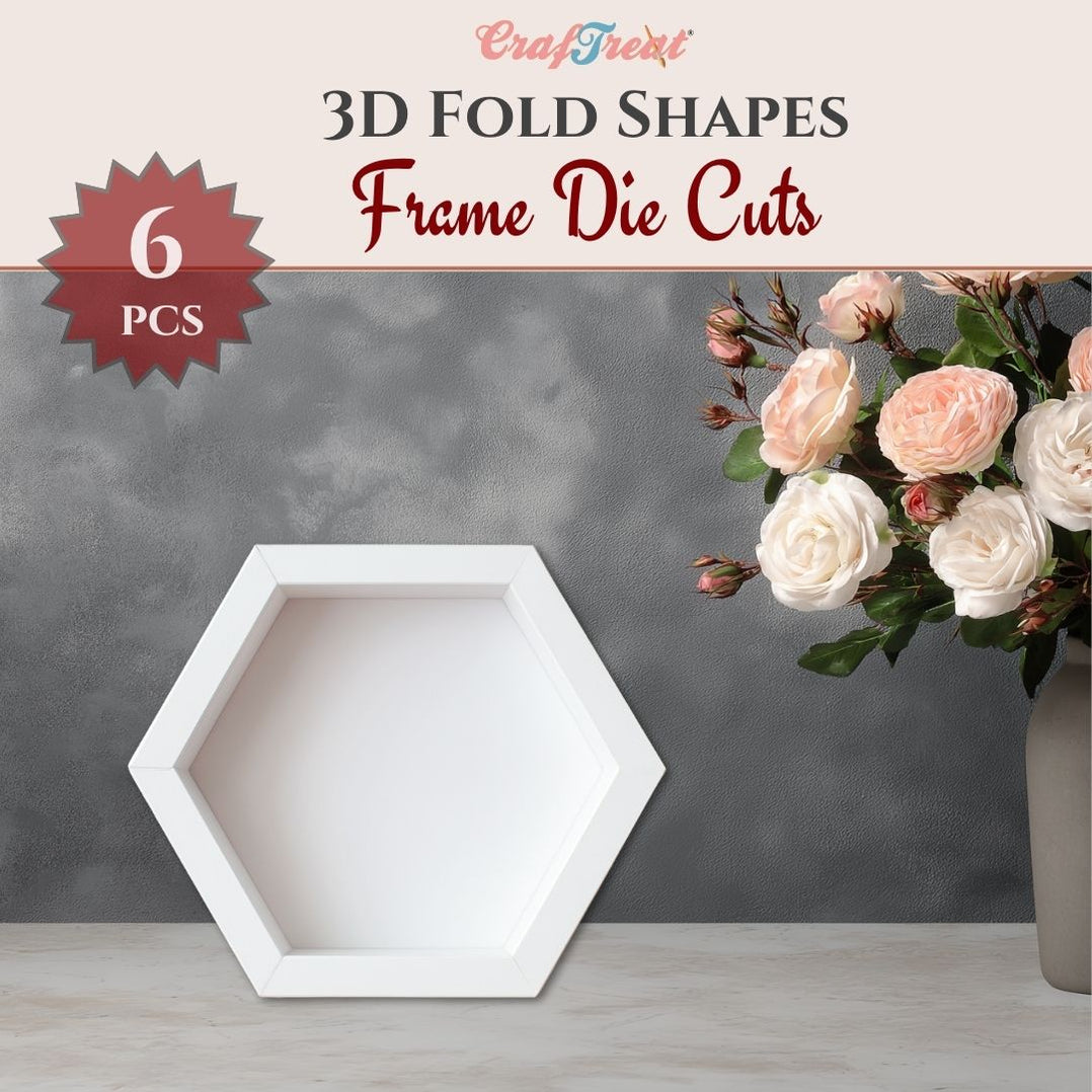 CrafTreat 3D Fold Shapes - Paper Frames White - Hexagon 6pcs — Craftreat