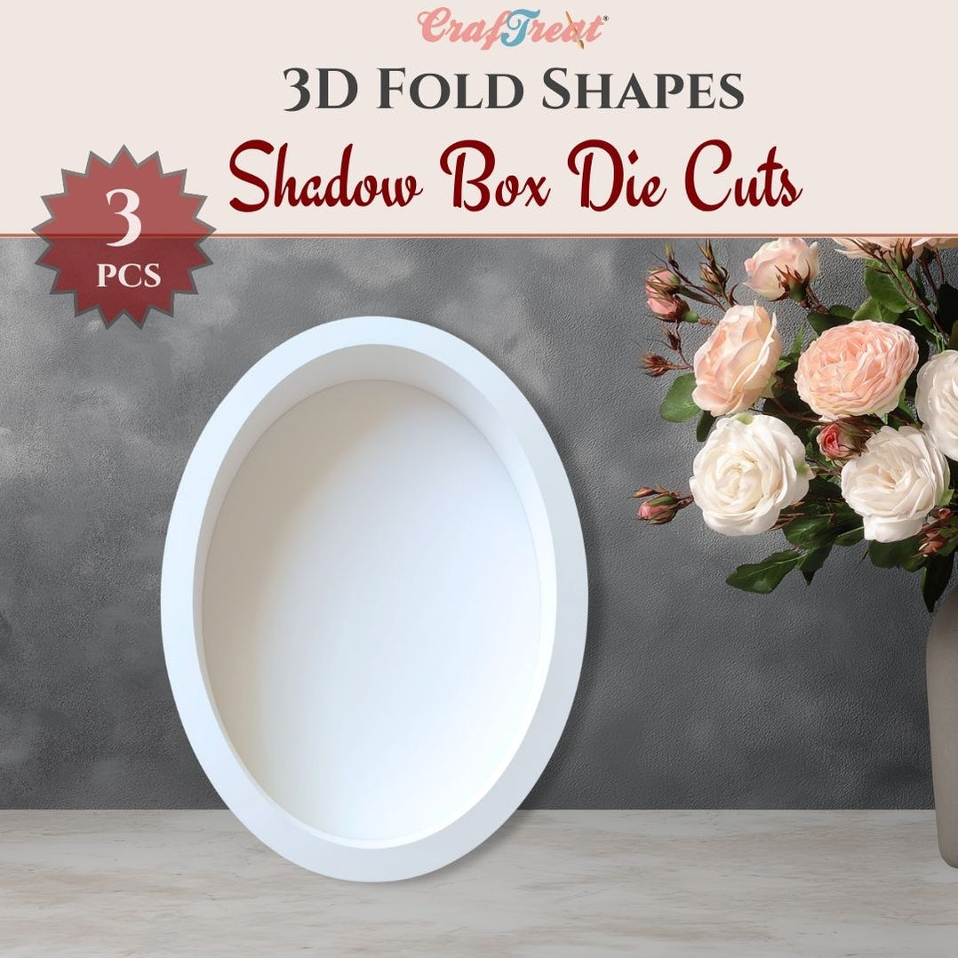 CrafTreat 3D Fold Shapes - Shadow Box White - Oval 3pcs — Craftreat