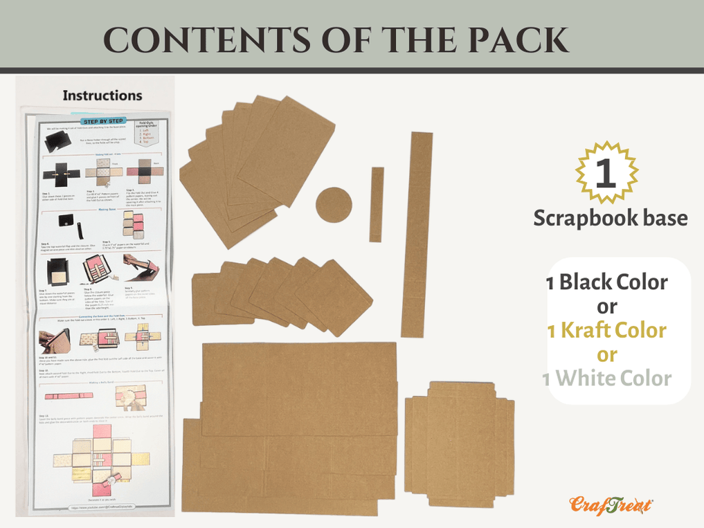 CrafTreat Scrapbook Blank Precut Album Base - Expanding Folio - Kraft ...