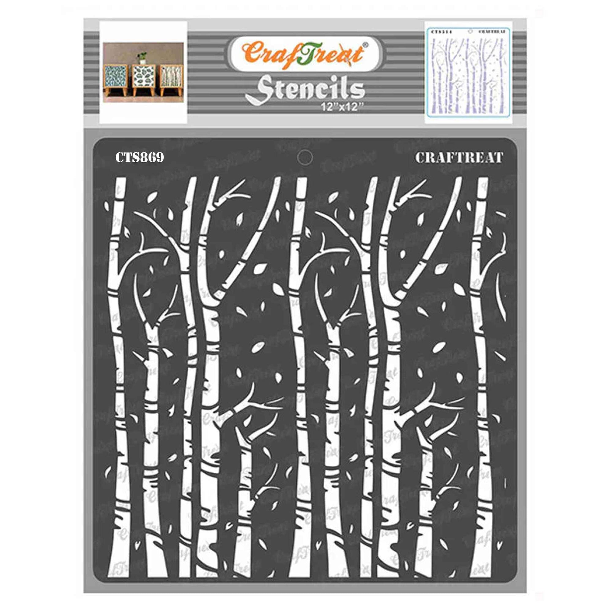 Buy CrafTreat Autumn Trees Stencil for Backround Design 12 Inches ...