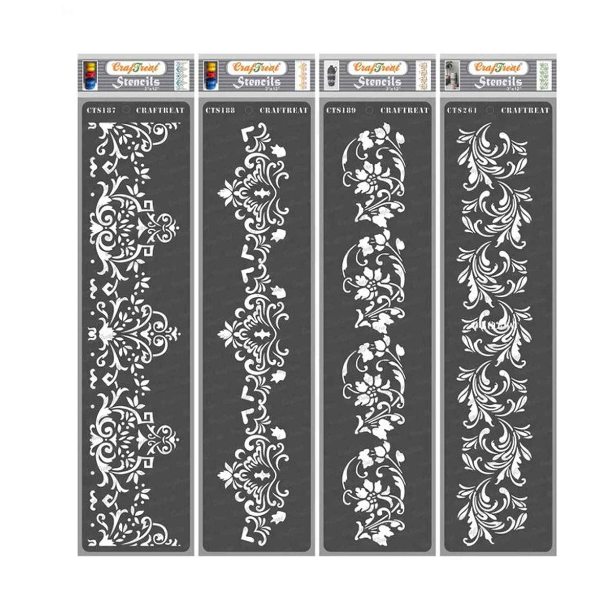 Buy CrafTreat Border I, Border II, Border III and Border V 3 Stencil ...