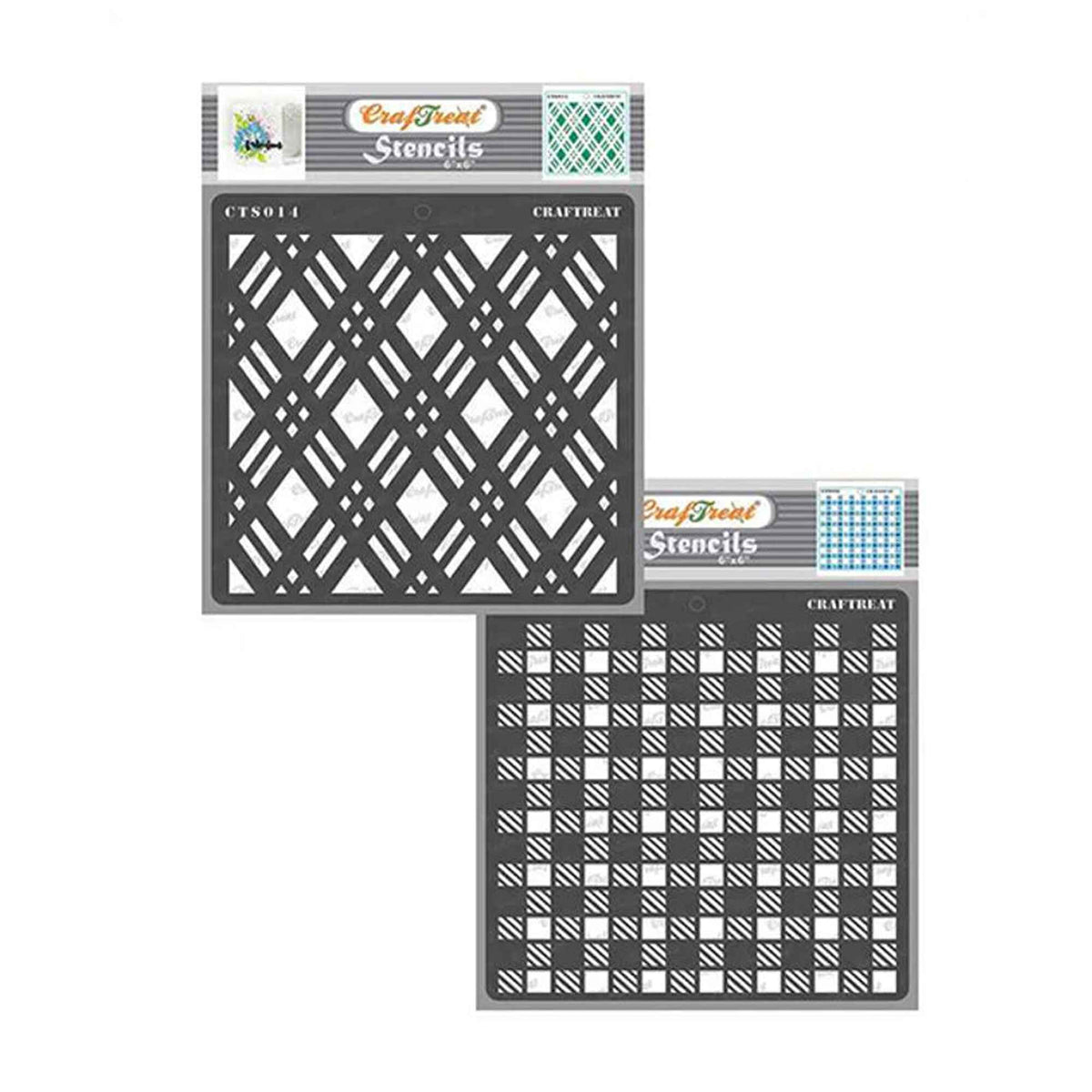 Buy CrafTreat Double Diamond and Shepherds Check Stencil 6x6 Inches ...