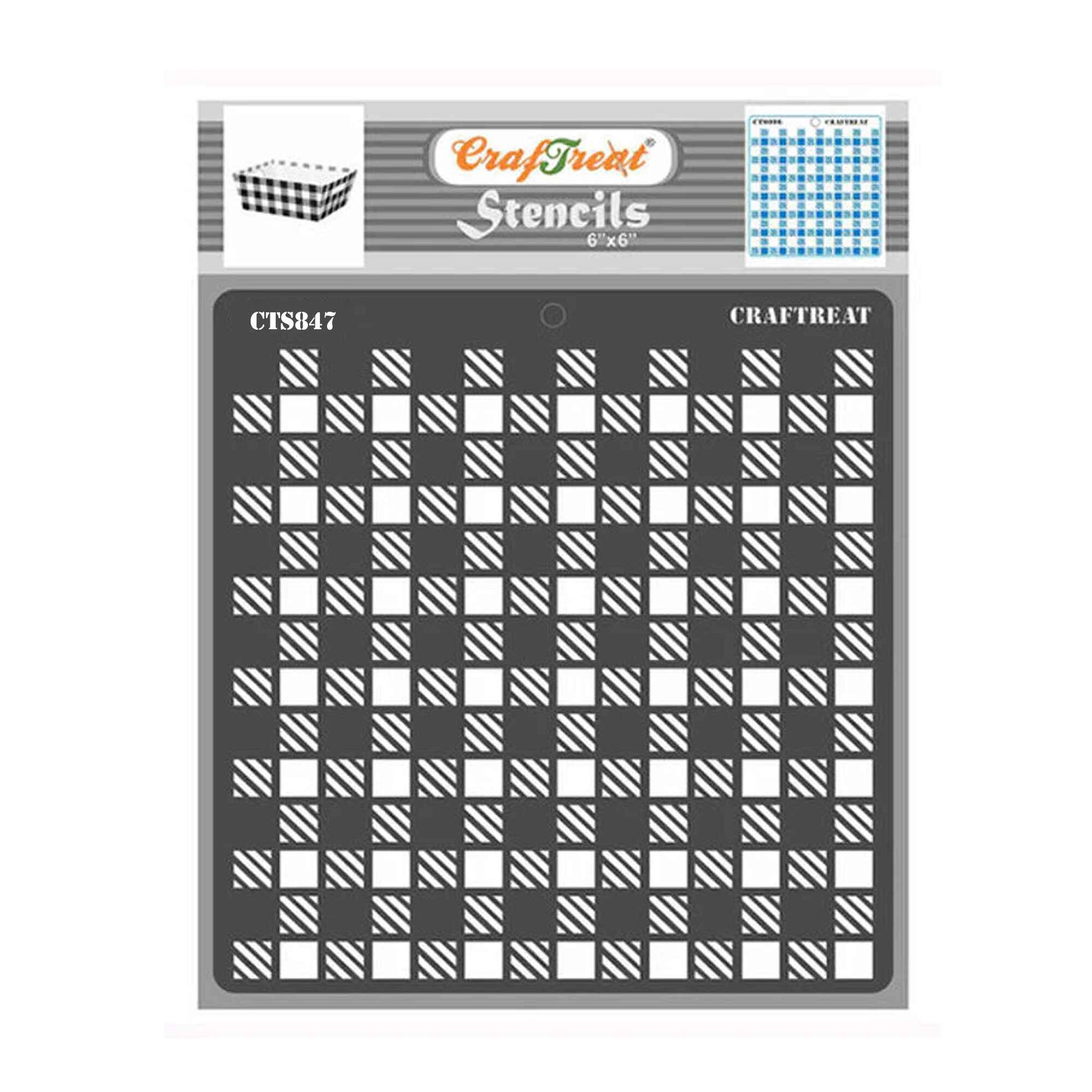 Buy CrafTreat Shepherds Check Stencil for backround 6x6 Inches — Craftreat
