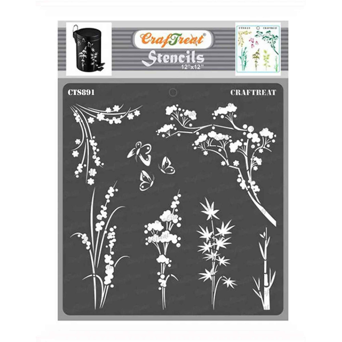 Buy CrafTreat Wild Flowers Stencil 12x12 Inches for Card Making — Craftreat