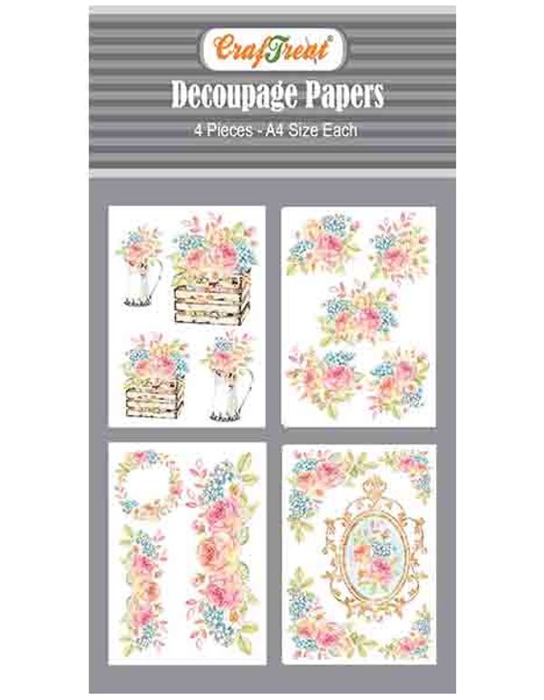 Buy Beautiful Flowers Decoupage Paper A4 Online | CrafTreat — Craftreat