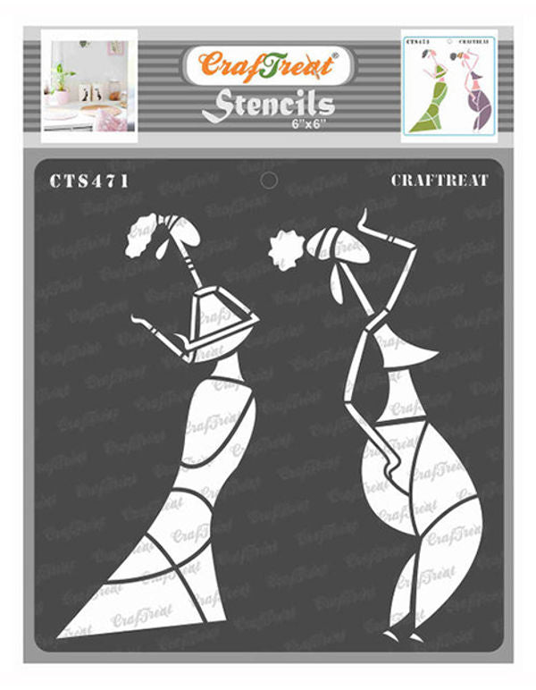 Buy African Tribe Dancing Stencil 6x6 Inches Online | CrafTreat — Craftreat