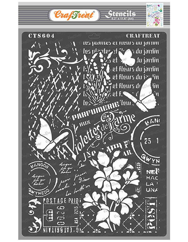 CrafTreat Flower Collage Stencil for Mixed Media Crafts A4 Online ...