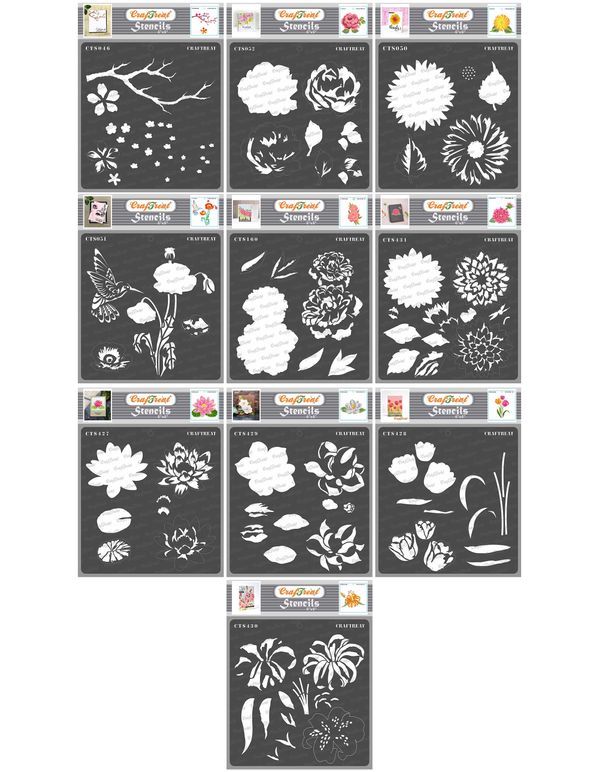 Buy Layered Flower Bundle Stencil Set 6x6 Inches Online | CrafTreat ...
