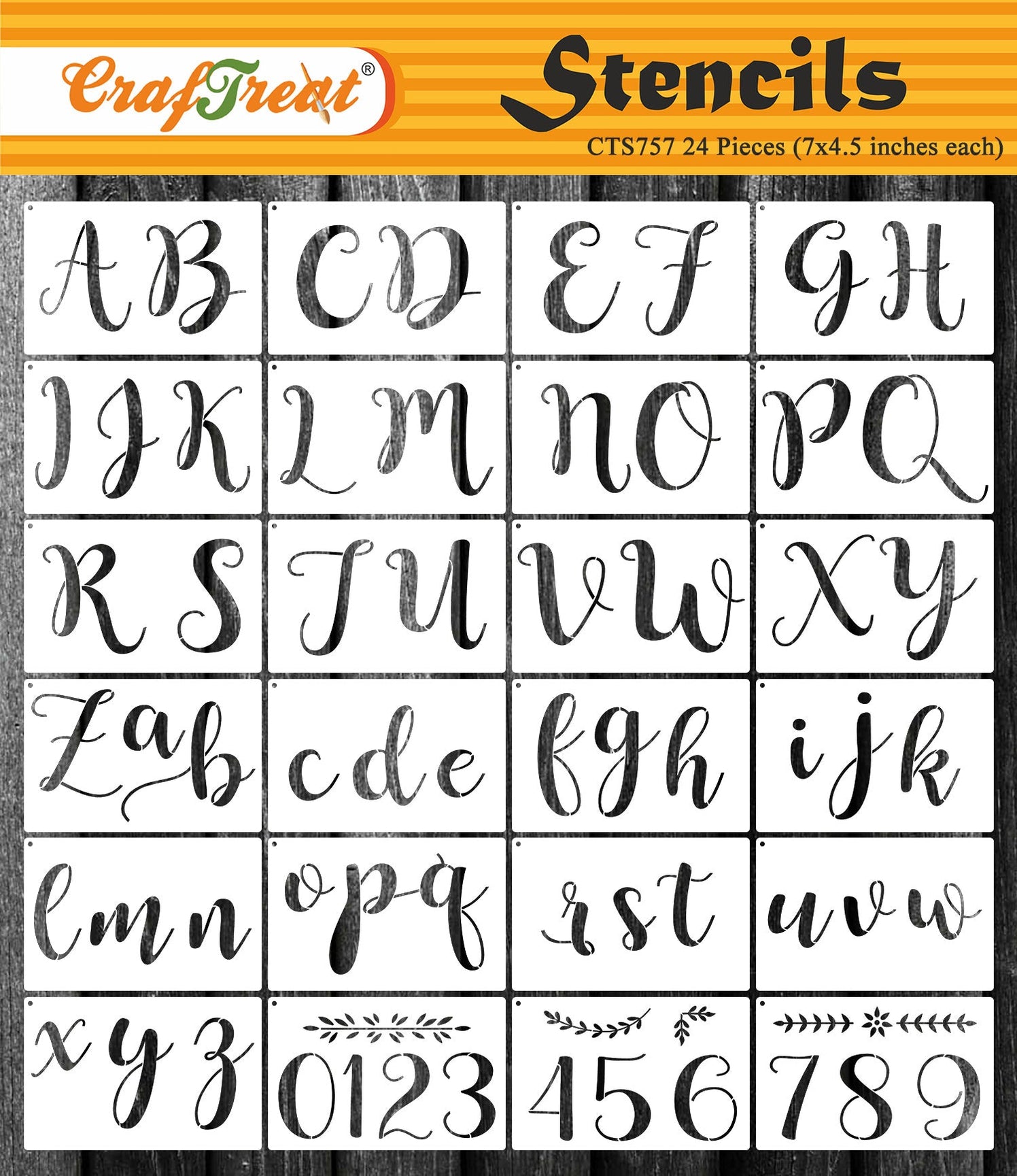 CrafTreat 24Pcs of Calligraphy Alphabet and Number Stencil for Kids ...