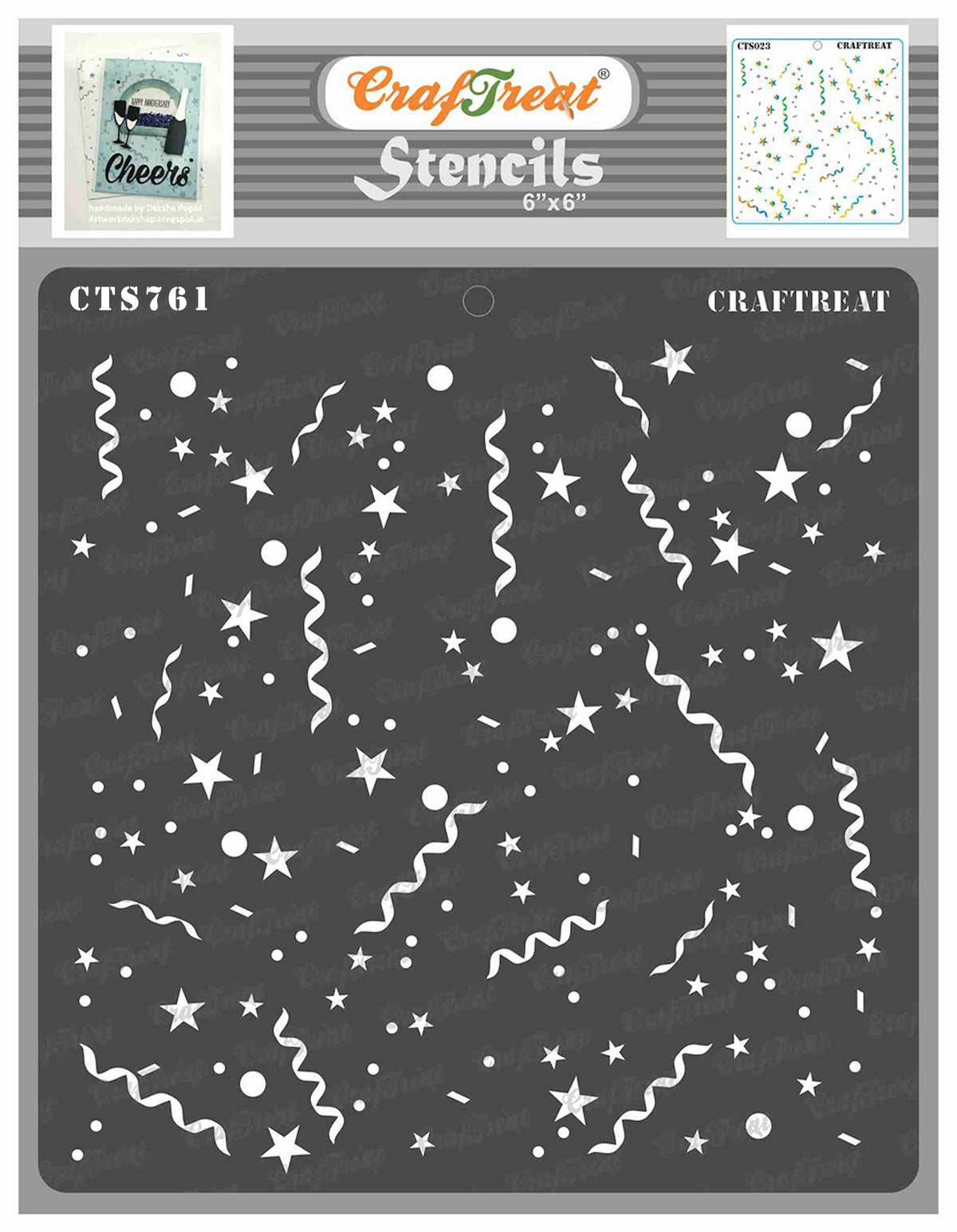 CrafTreat Confetti Stencil For Craft work 6x6 Inches — Craftreat