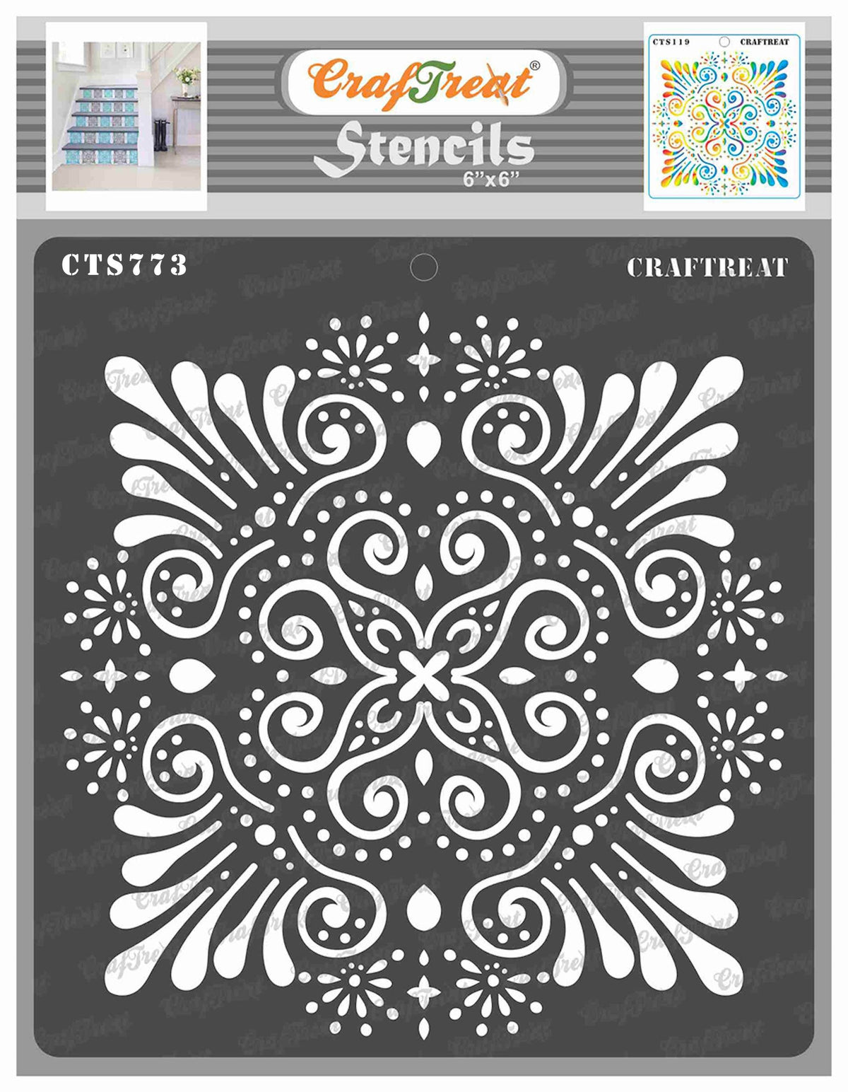 CrafTreat Ornate Background Stencil Reusable Ornate Design Stencil for ...