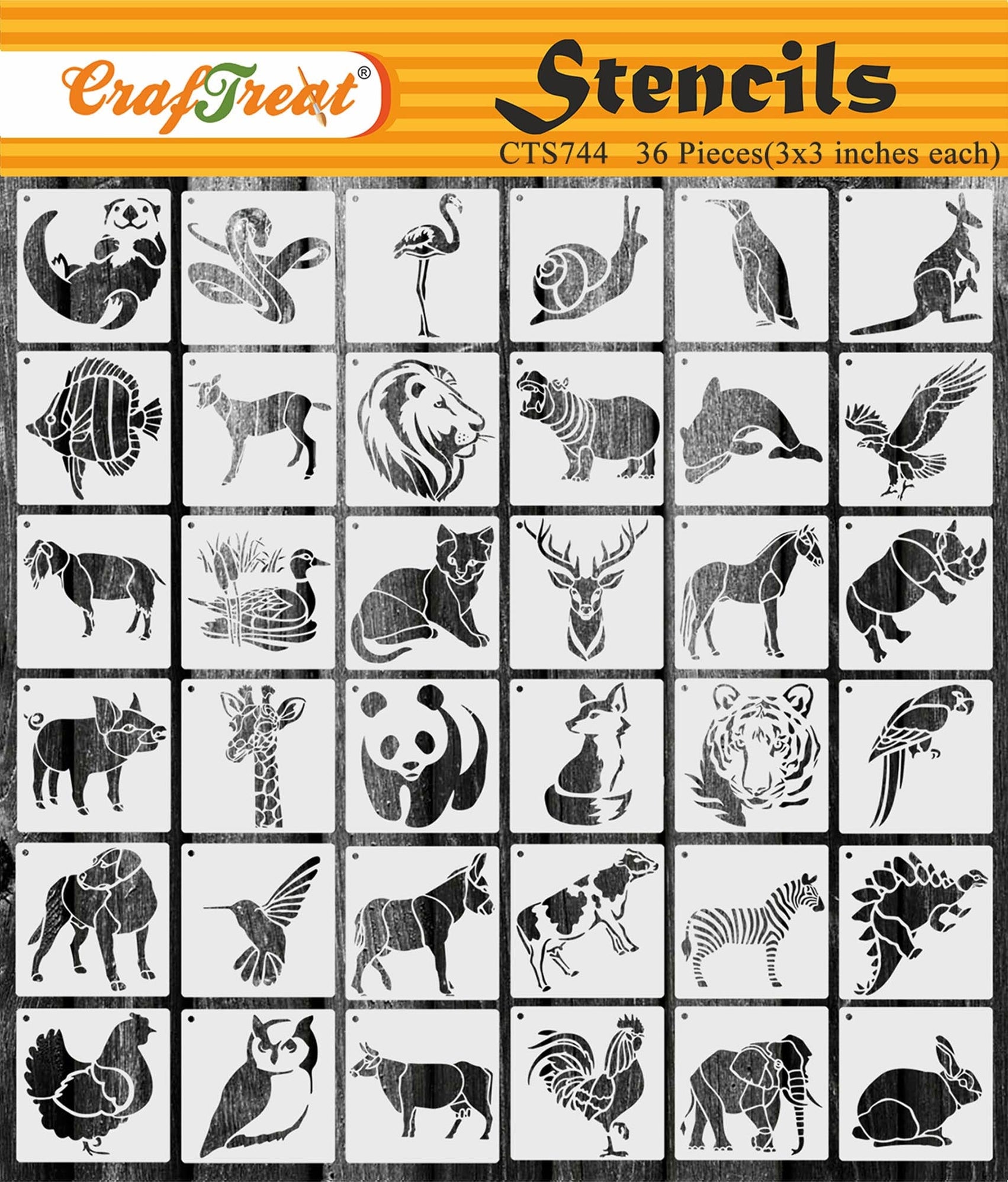 CrafTreat Animal Painting Stencils Reusable Animal Stencils for ...
