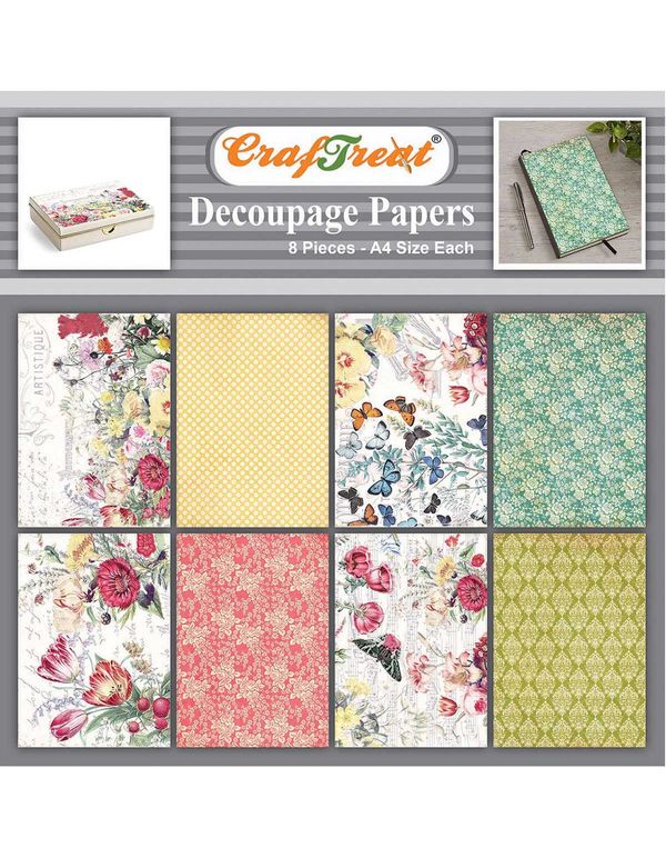 Buy Decoupage Paper Wild Flowers A4 for decorations | CrafTreat — Craftreat